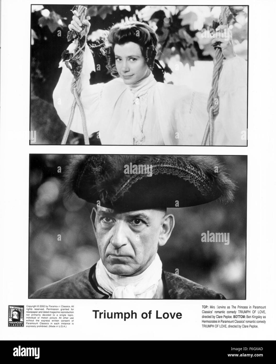 Sep 06, 2001; London, ENGLAND; Top: MIRA SORVINO as The Princess ...