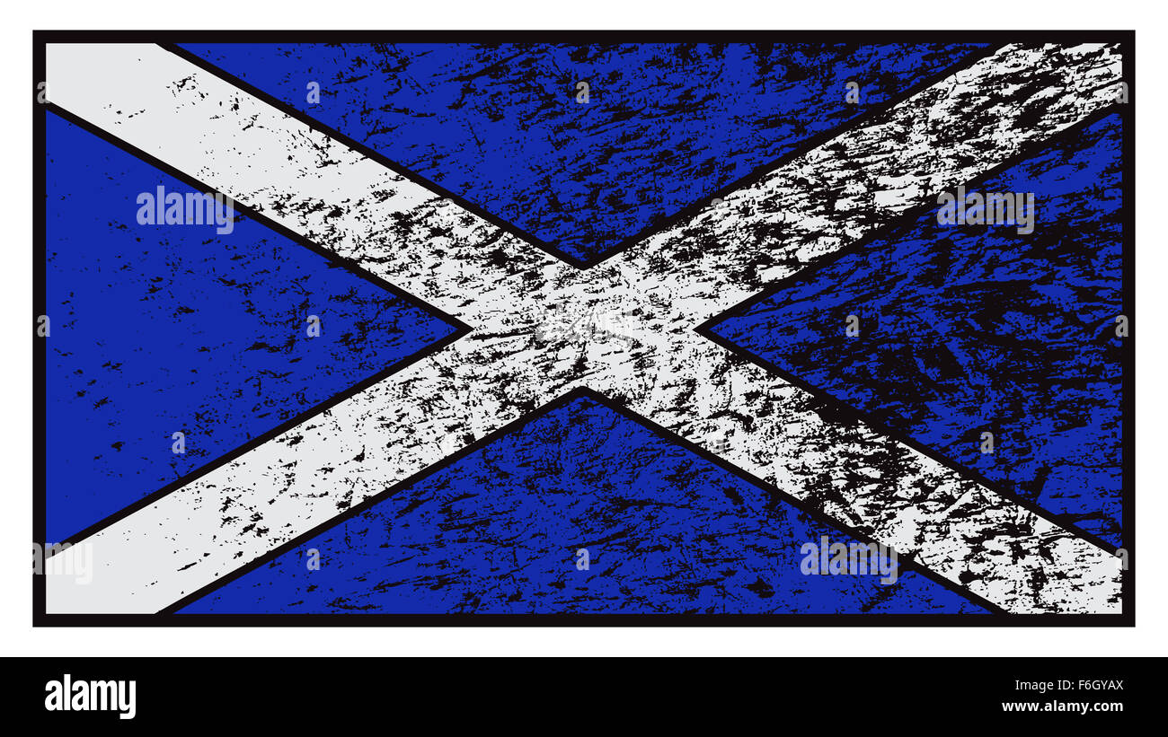 A grunged Scotland flag design isolated on a white background Stock ...