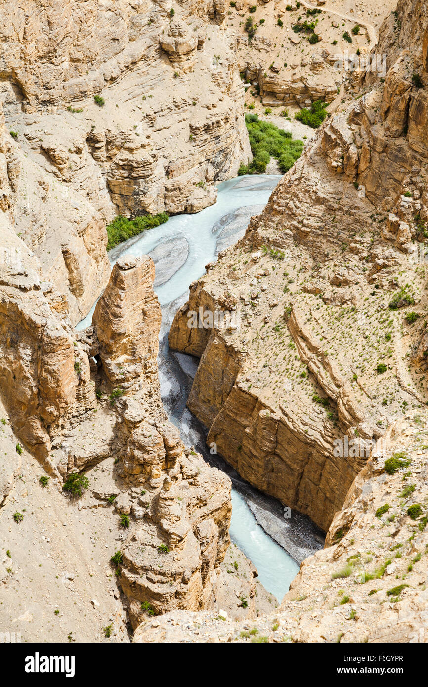 Rock formations rivers and erosion in Spiti River, Himachal Pradesh ...
