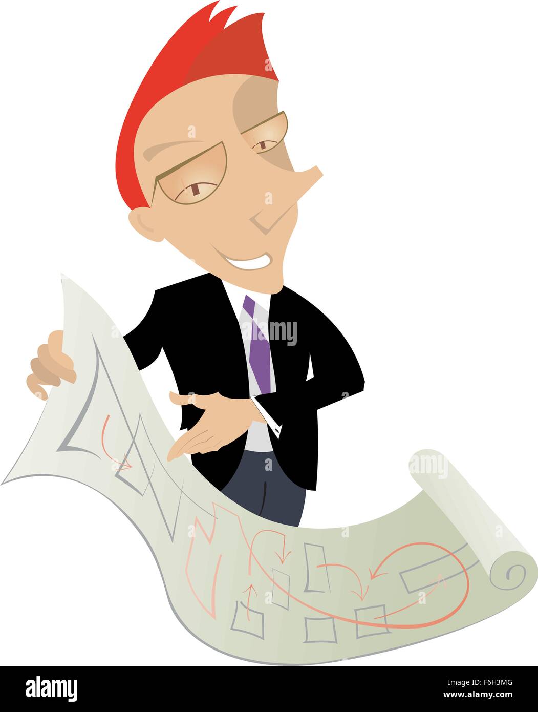 Cartoon businessman shows his business plan Stock Vector Image & Art ...