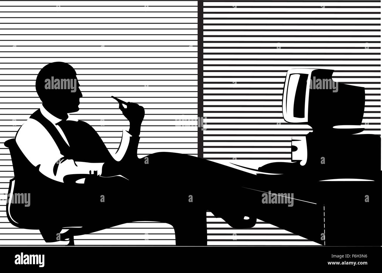Businessman in the office black on white Stock Vector Image & Art - Alamy