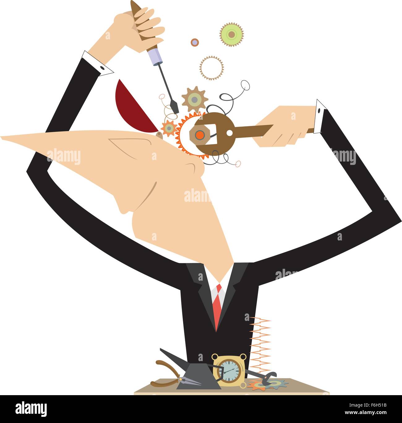 Comic man repairs his brain Stock Vector Image & Art - Alamy