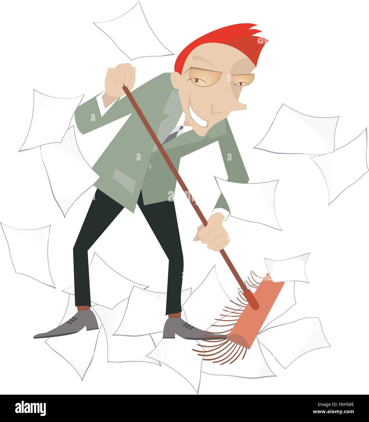 Businessman sweeps papers from the office Stock Vector Image & Art - Alamy