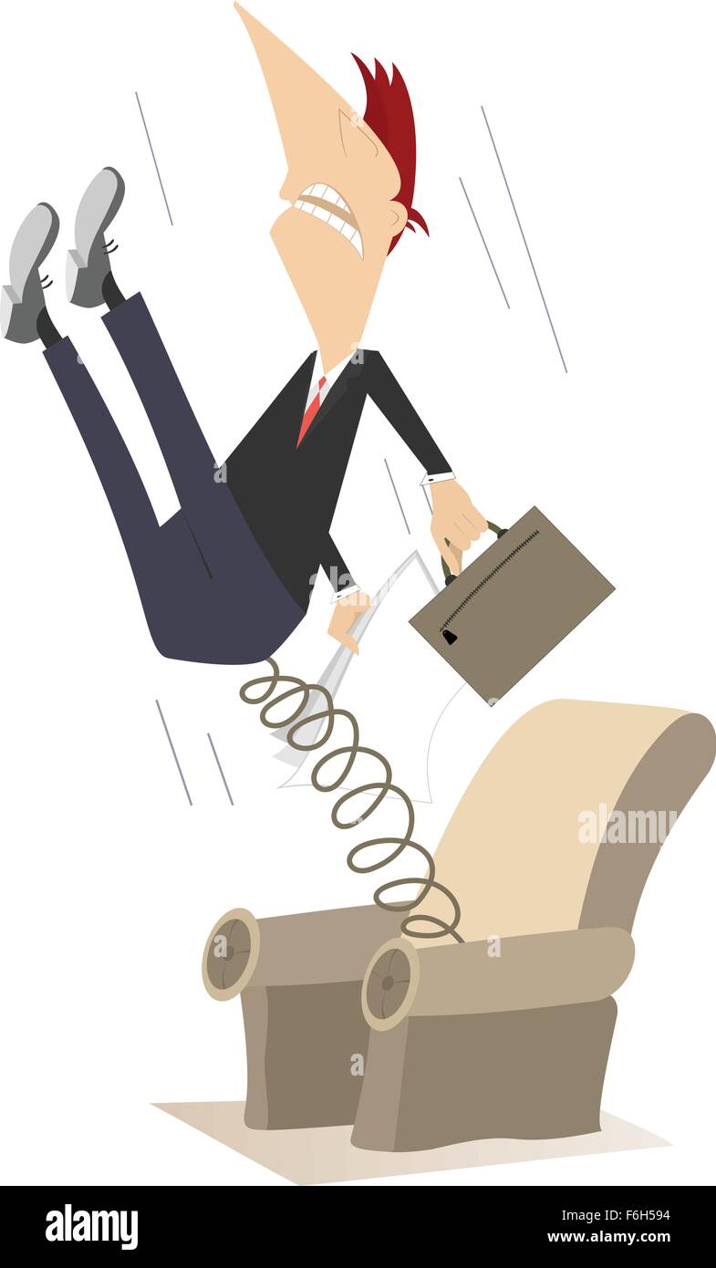 Out of job. Man has been pushed out from the armchair by spring ...