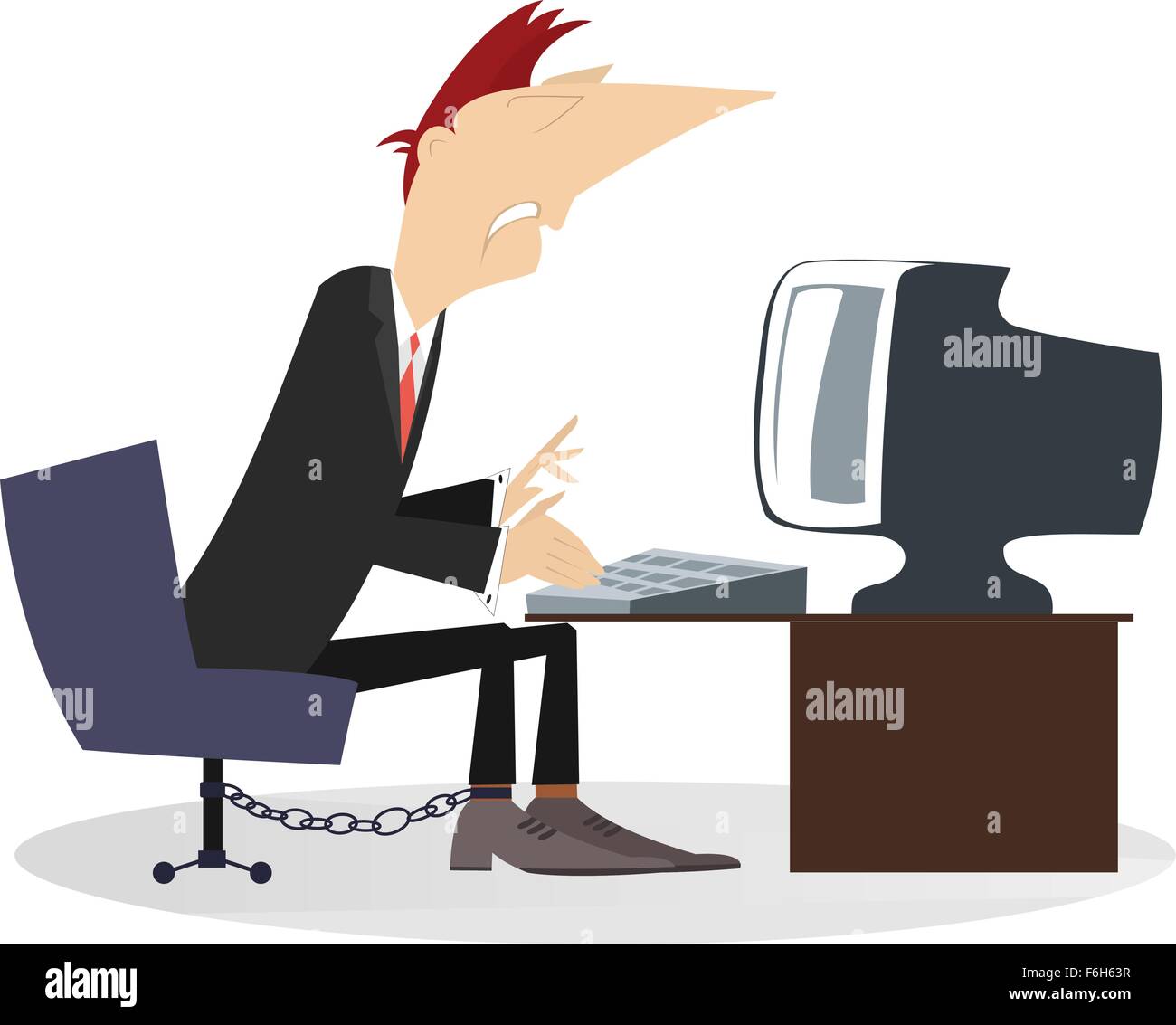 Man chained to his work place Stock Vector Image & Art - Alamy
