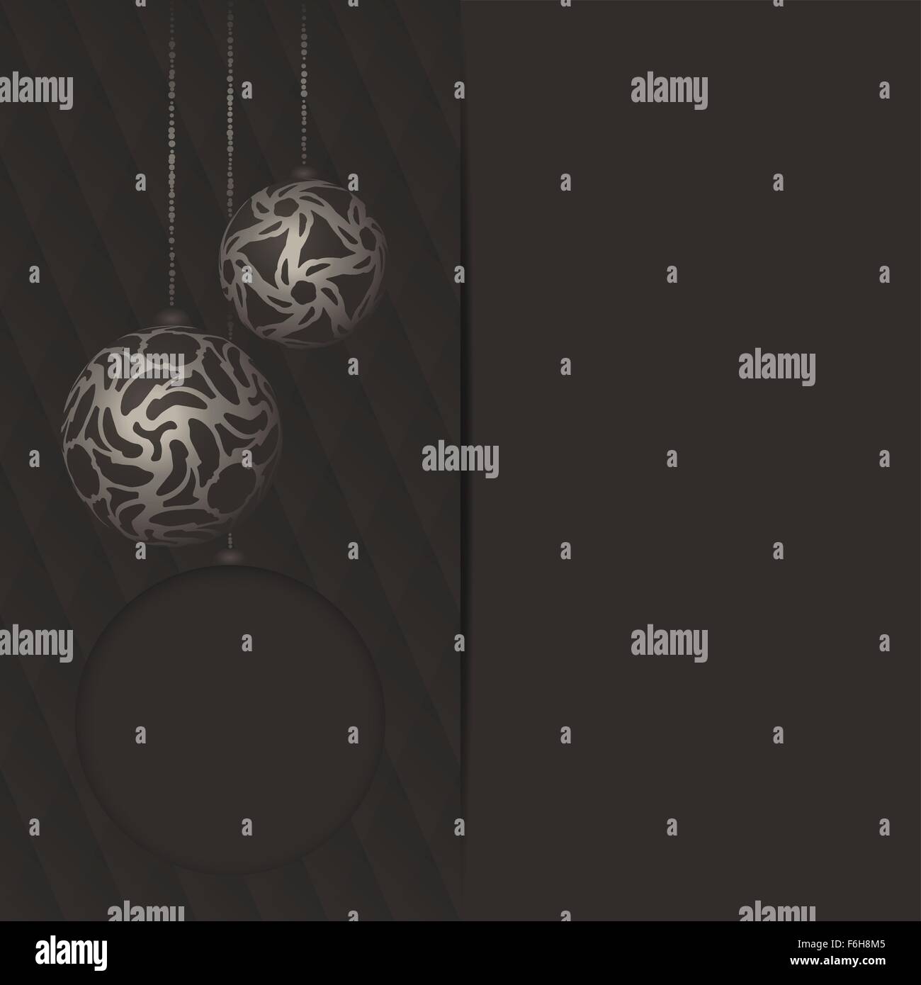 Dark gray greeting card with round text frame and different vintage ...