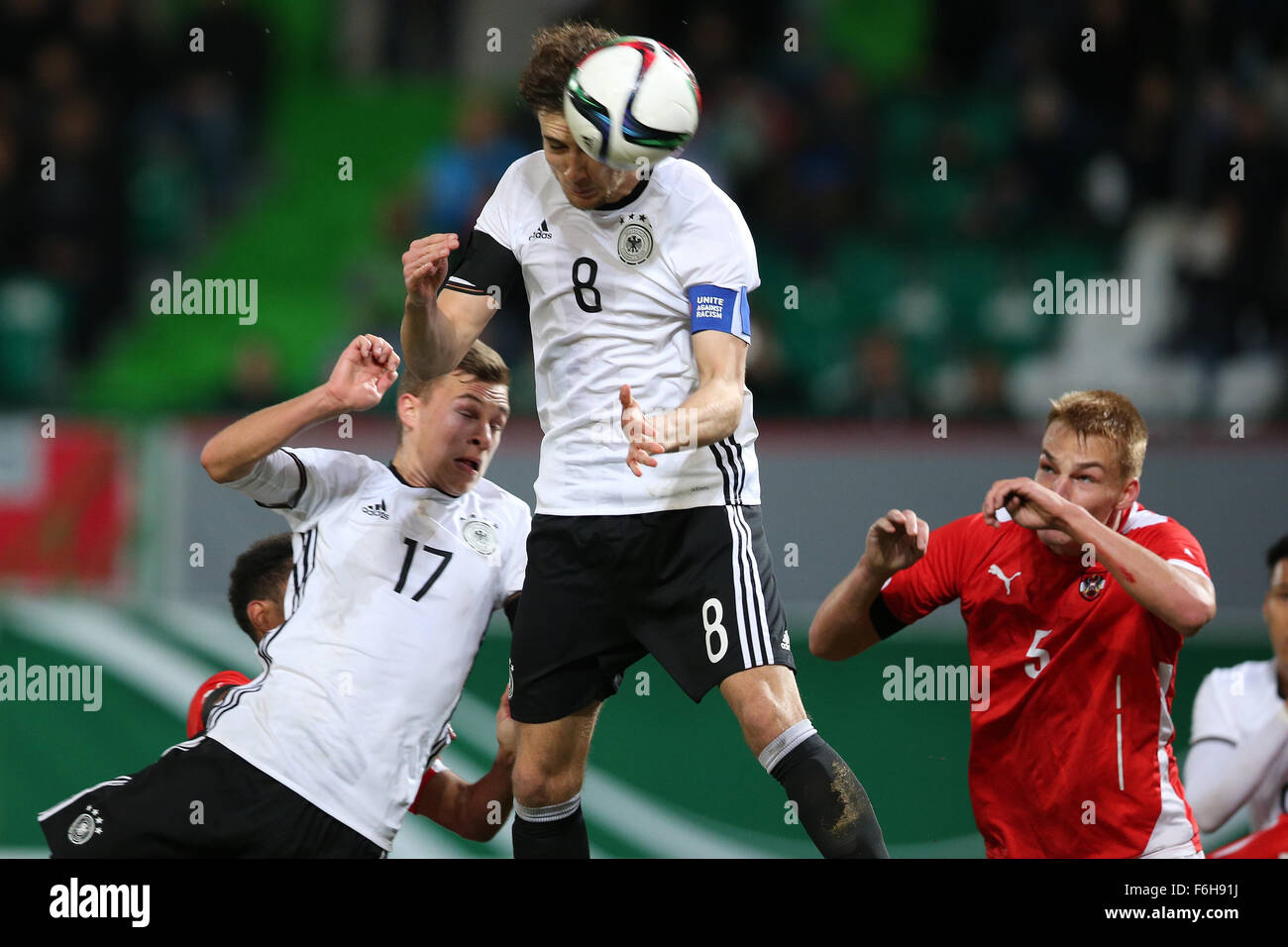 Fuerth, Germany. 17th Nov, 2015. Germany's Leon Goretzka (M) scores ...