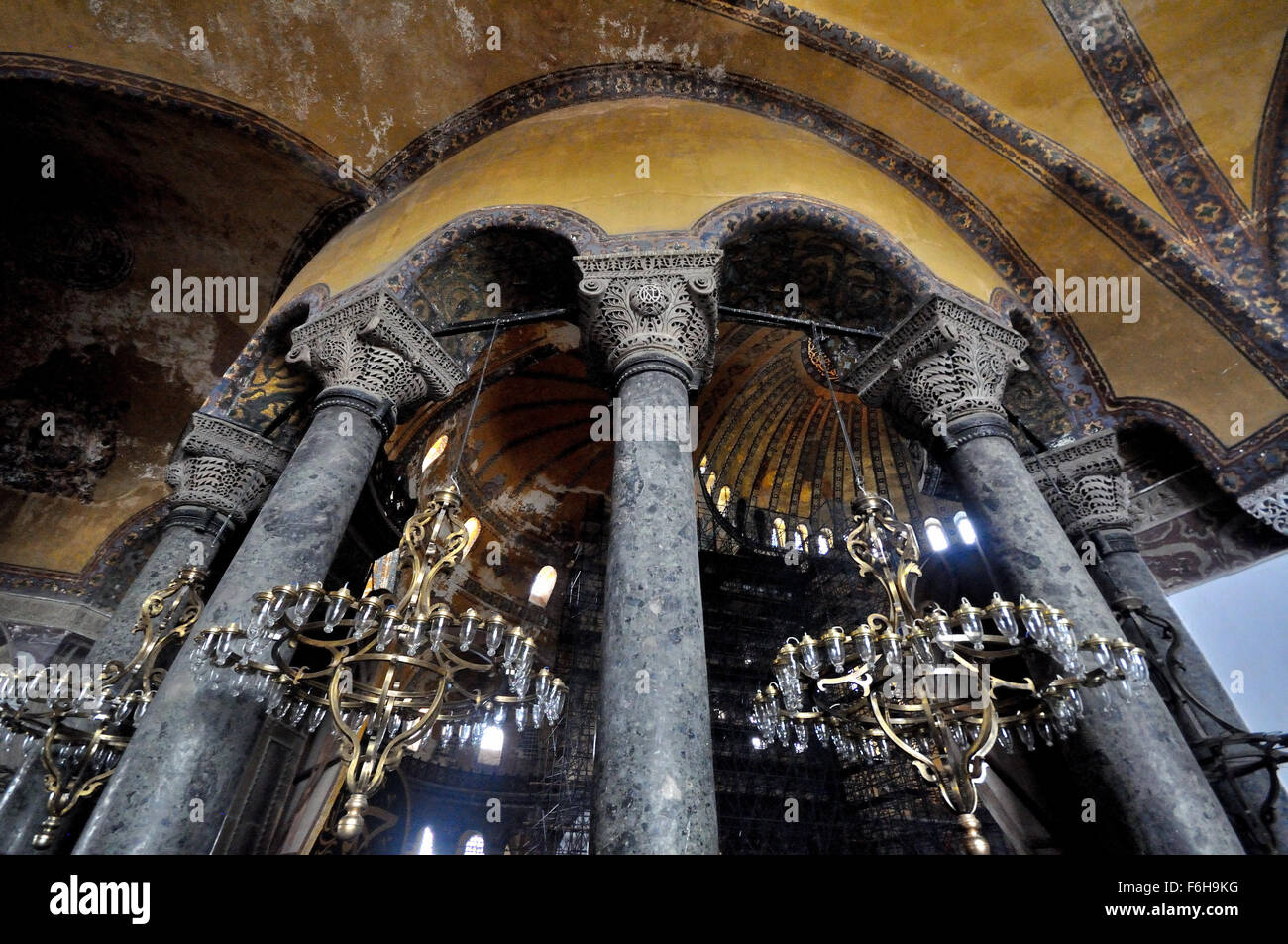 Columns inside Hagia Sophia (Aya Sofya), Istanbul, Turkey Stock Photo ...
