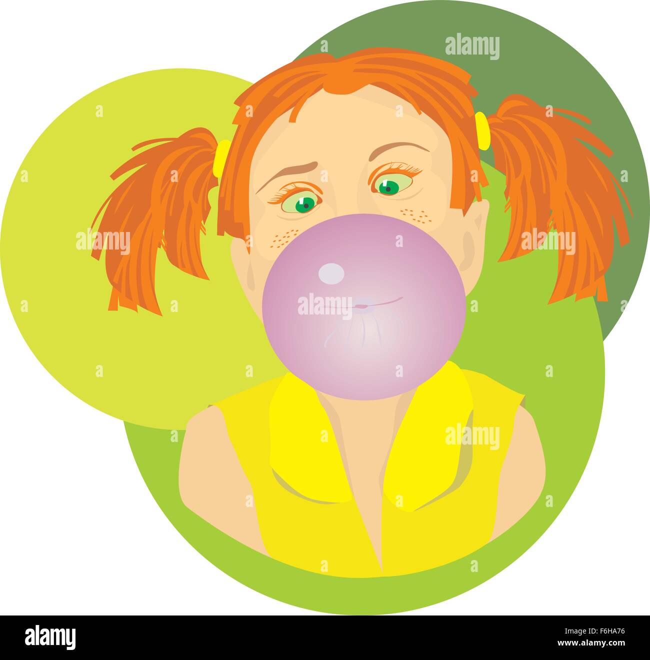 Funny girl blow bubble gum illustration Stock Vector Image & Art - Alamy