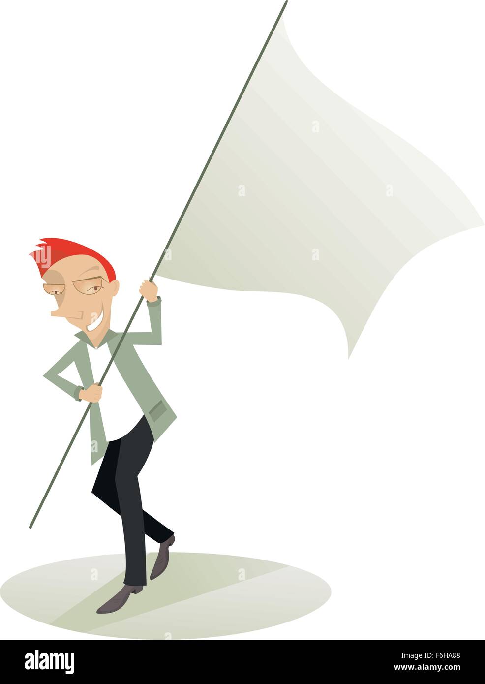 Cartoon cheerful man carries the waved banner Stock Vector Image & Art ...