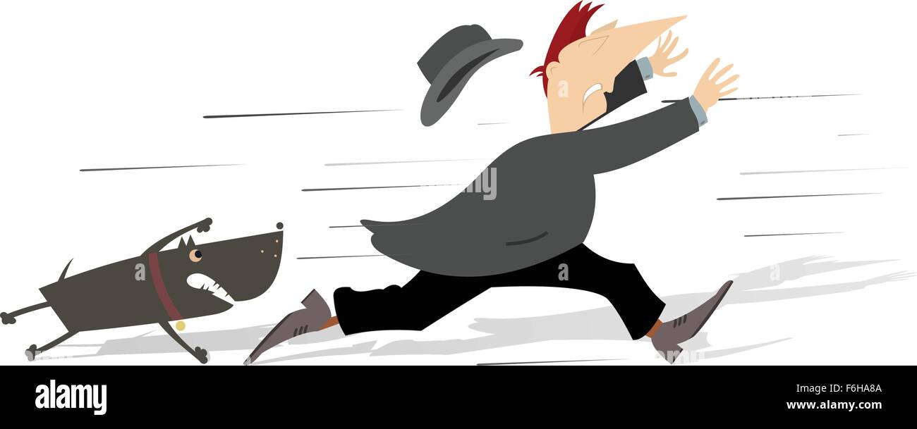 Man run away from angry dog Stock Vector Image & Art - Alamy