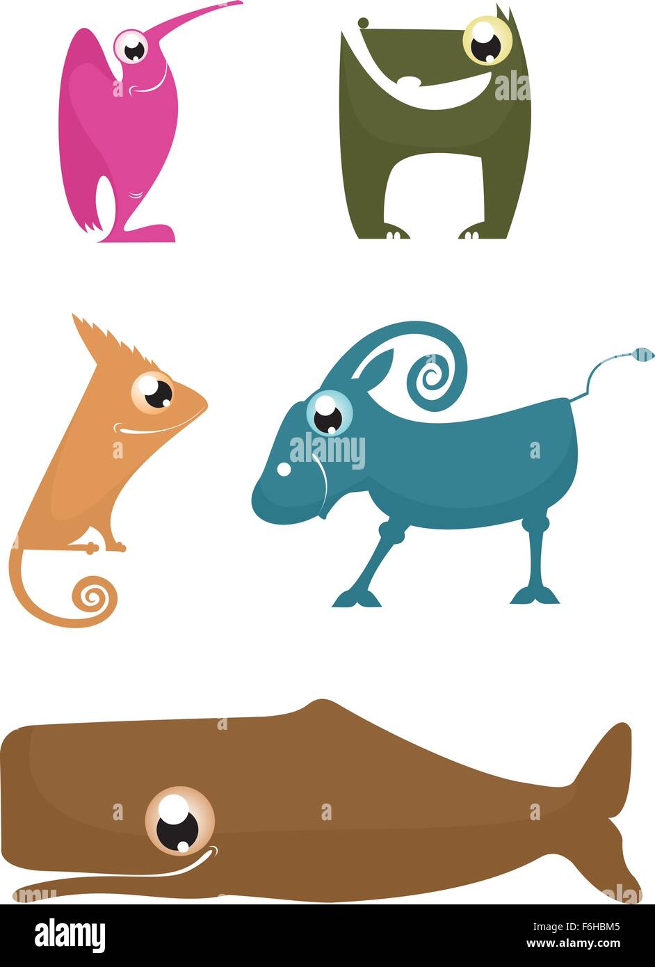 Cartoon funny animals set for design 9 Stock Vector Image & Art - Alamy