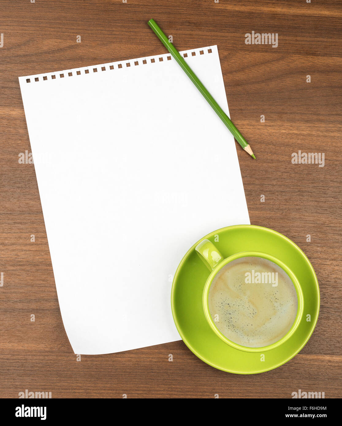 Empty paper with coffee on table Stock Photo - Alamy