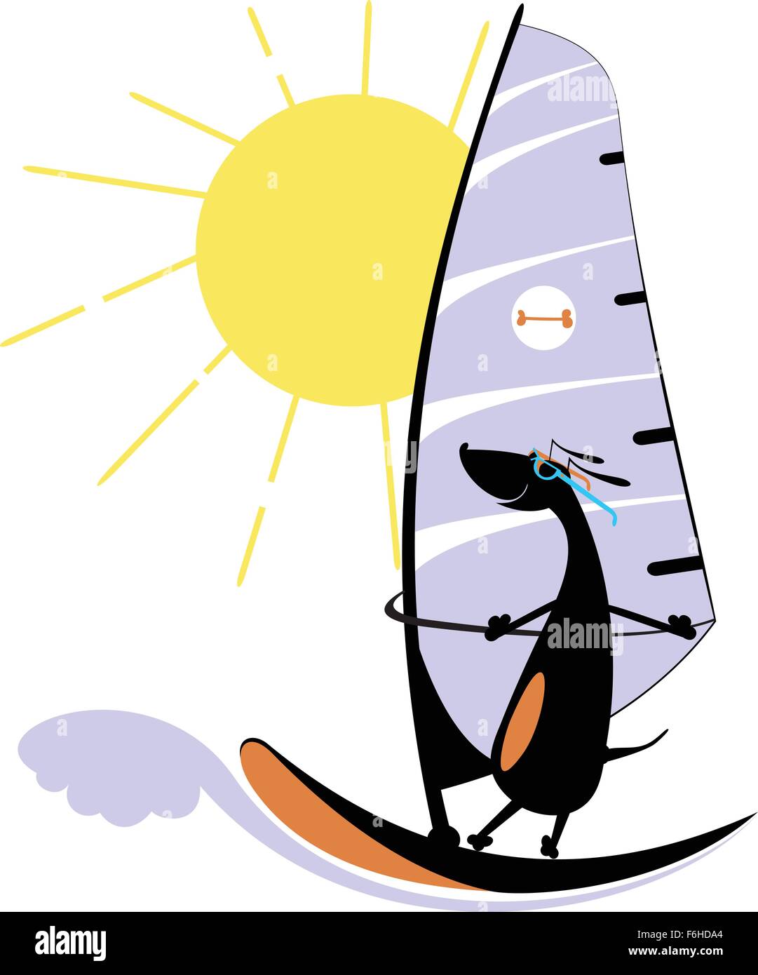 Comic dog goes in for windsurfing Stock Vector Image & Art - Alamy
