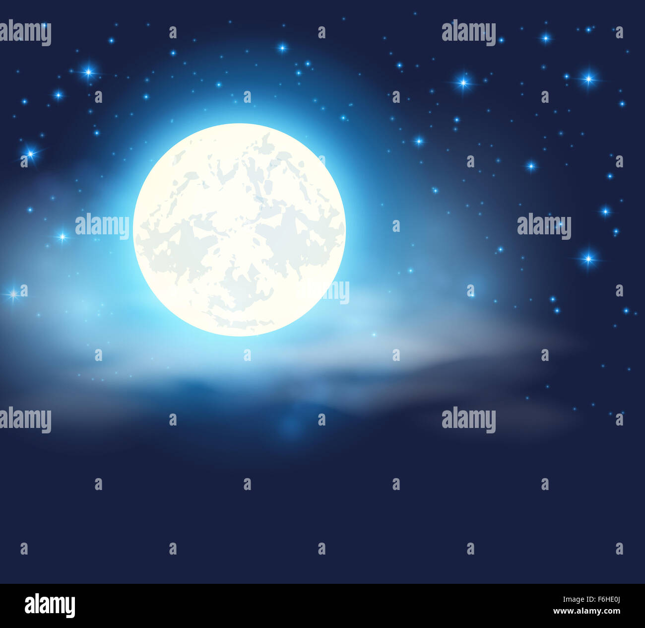 Night sky with a full moon and stars Stock Photo - Alamy
