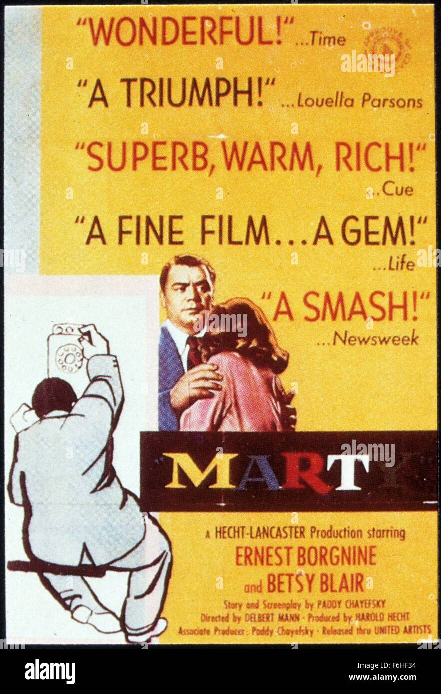 1955, Film Title: MARTY, Director: DELBERT MANN, Studio: UA, Pictured ...