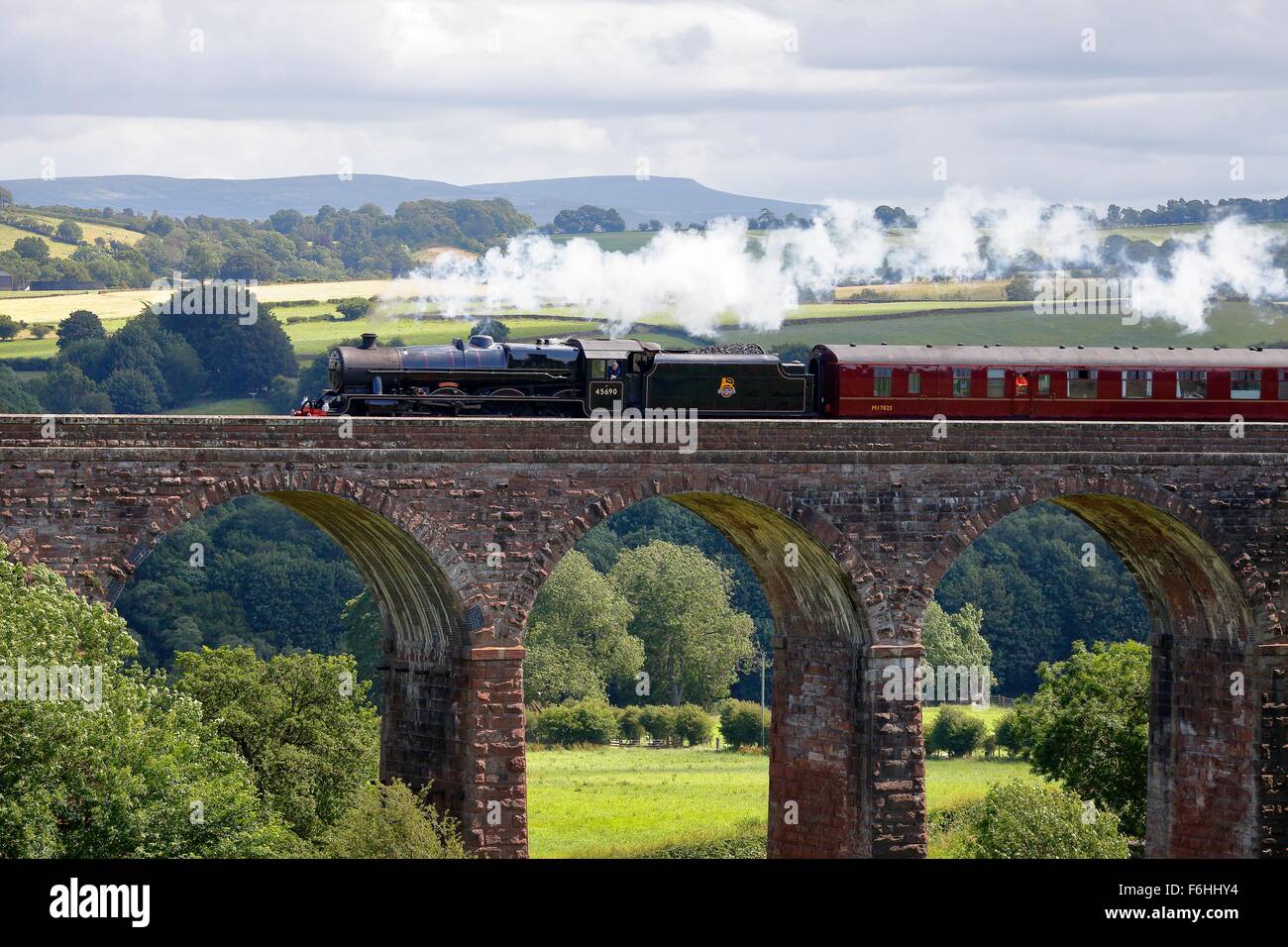 LMS Jubilee Class Leander steam train on the Settle to Carlisle Railway ...