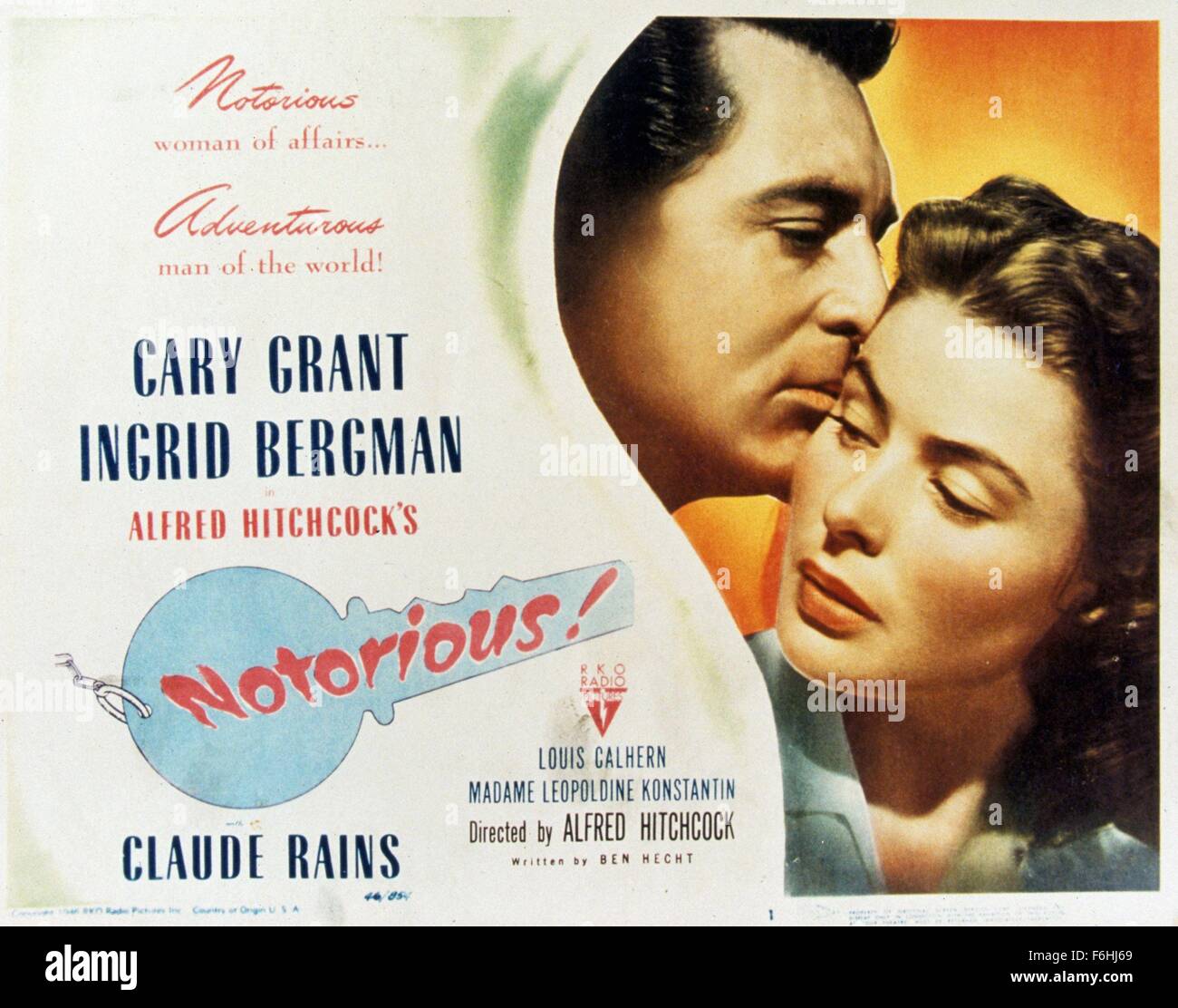 1946, Film Title: NOTORIOUS, Director: ALFRED HITCHCOCK, Studio: SELZNICK, Pictured: INGRID ...