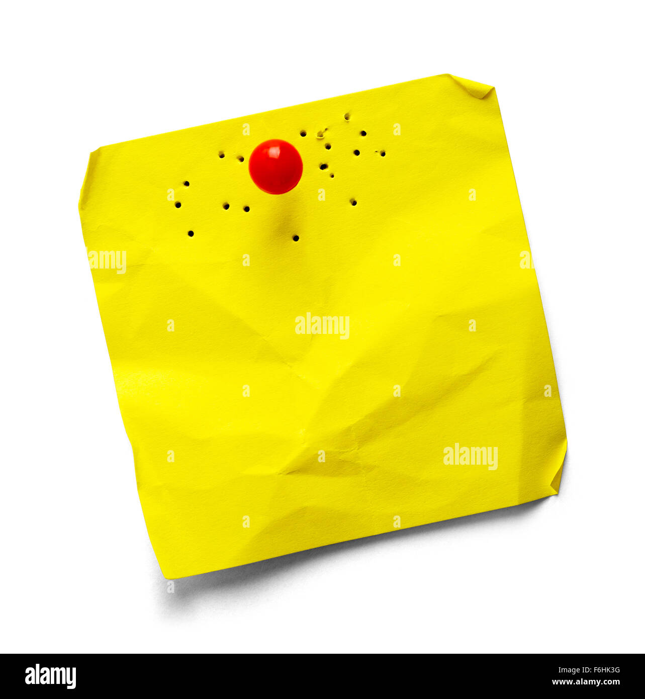 Yellow Sticky Note with Multiple Holes Isolated on a White Background ...