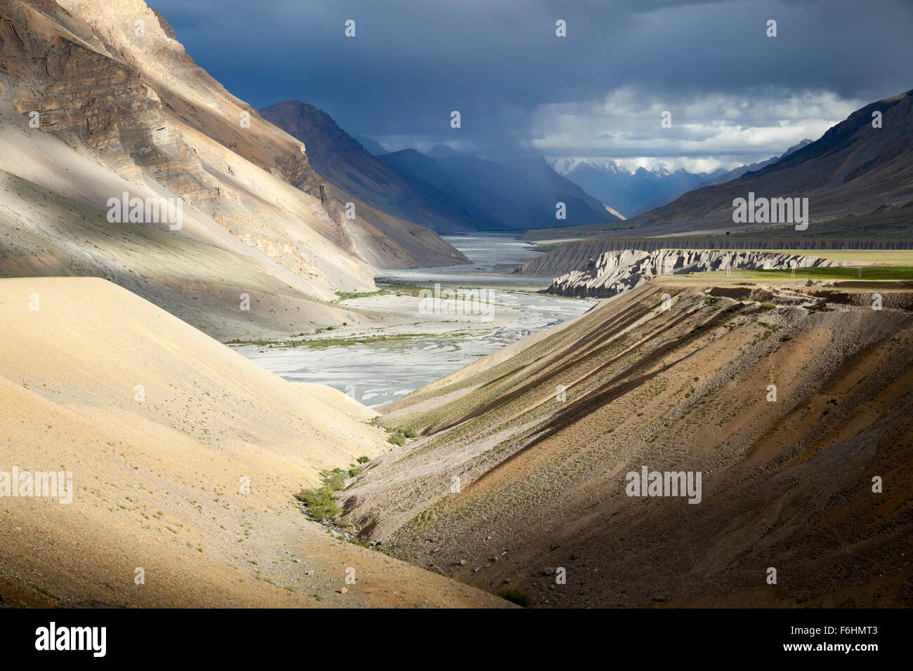 Rock formations rivers and erosion in Spiti River, Himachal Pradesh ...