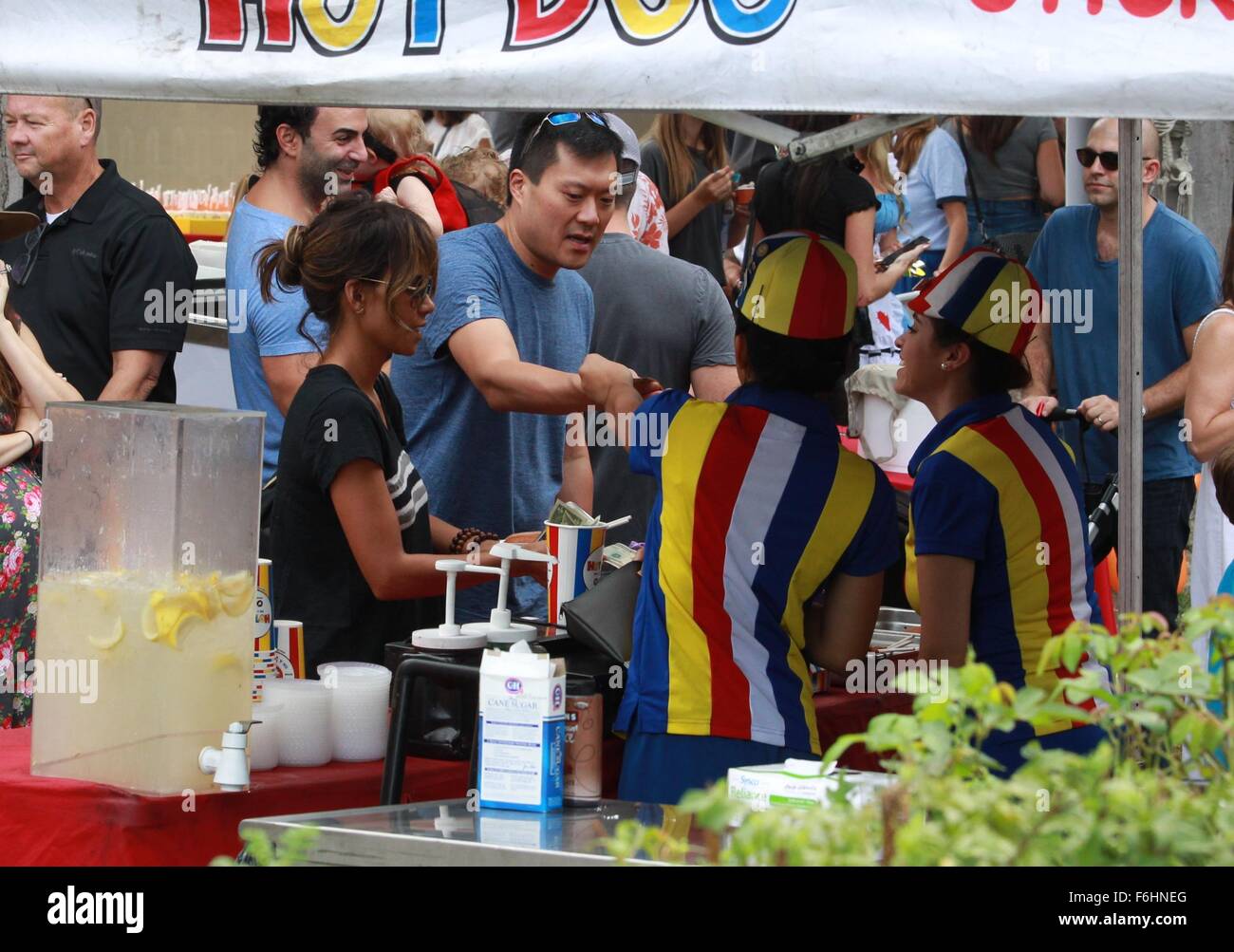 Halle Berry attends a Halloween festival with her husband and son ...