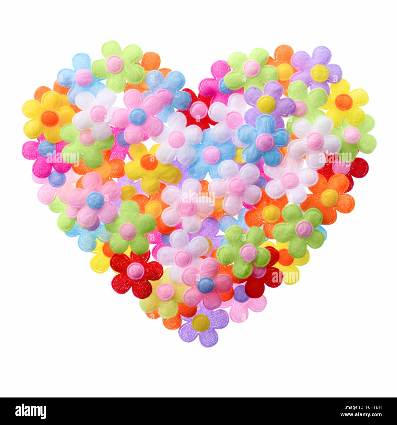Isolated objects: heart shape made of flowers, on white background ...