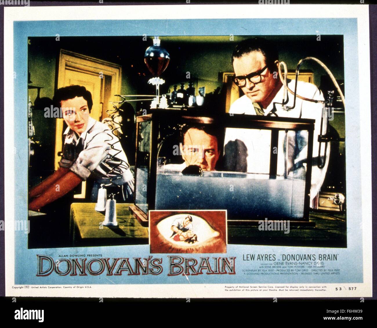 1953, Film Title: DONOVAN'S BRAIN, Director: FELIX FEIST, Studio: UNITED ARTISTS, Pictured: LEW ...