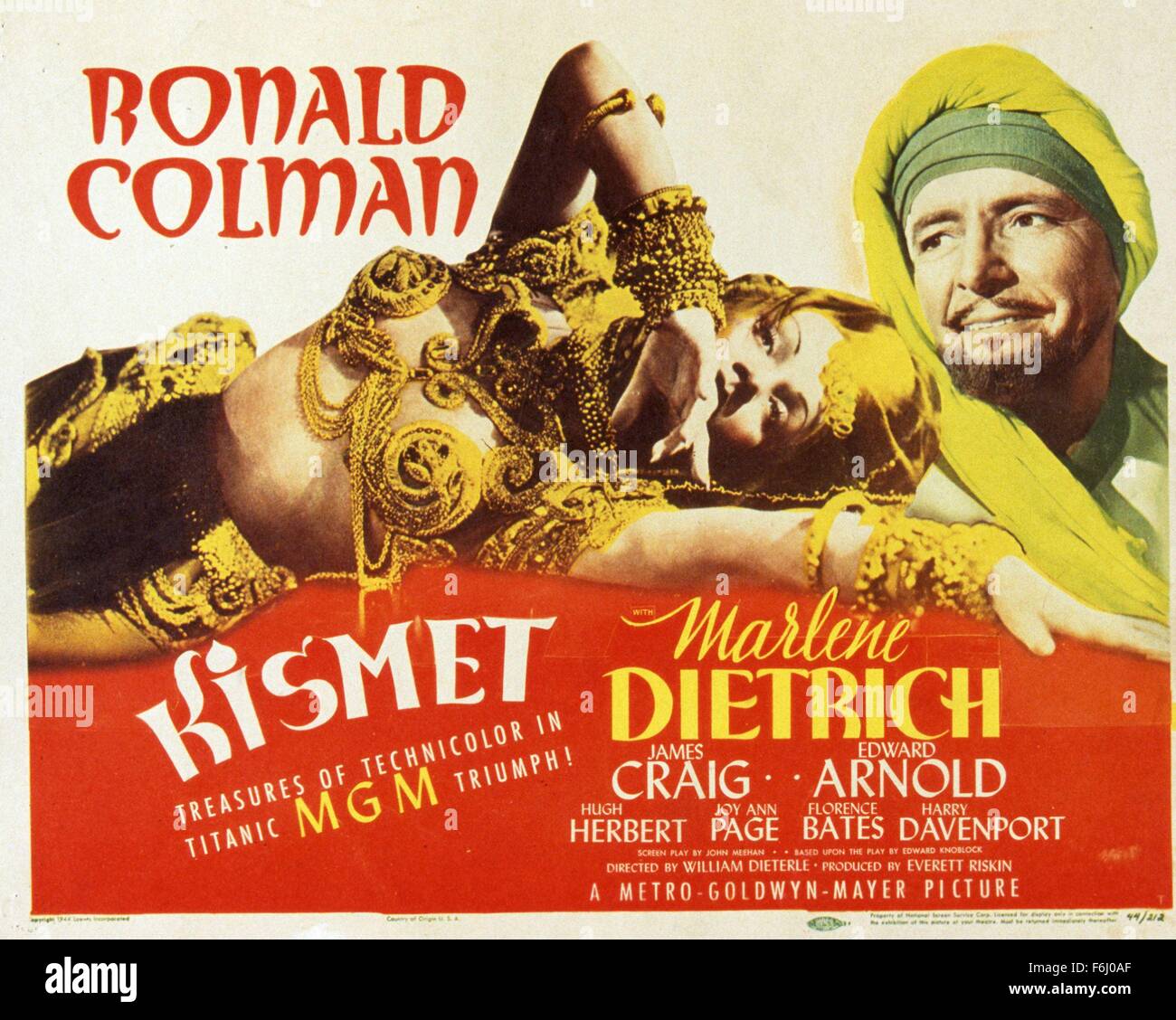 1944, Film Title: KISMET, Director: WILLIAM DIETERLE, Studio: MGM ...