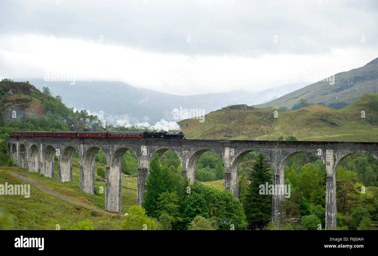 Glenfinnan viaduct in the Highlands of Scotland. The 21 arched viaduct ...