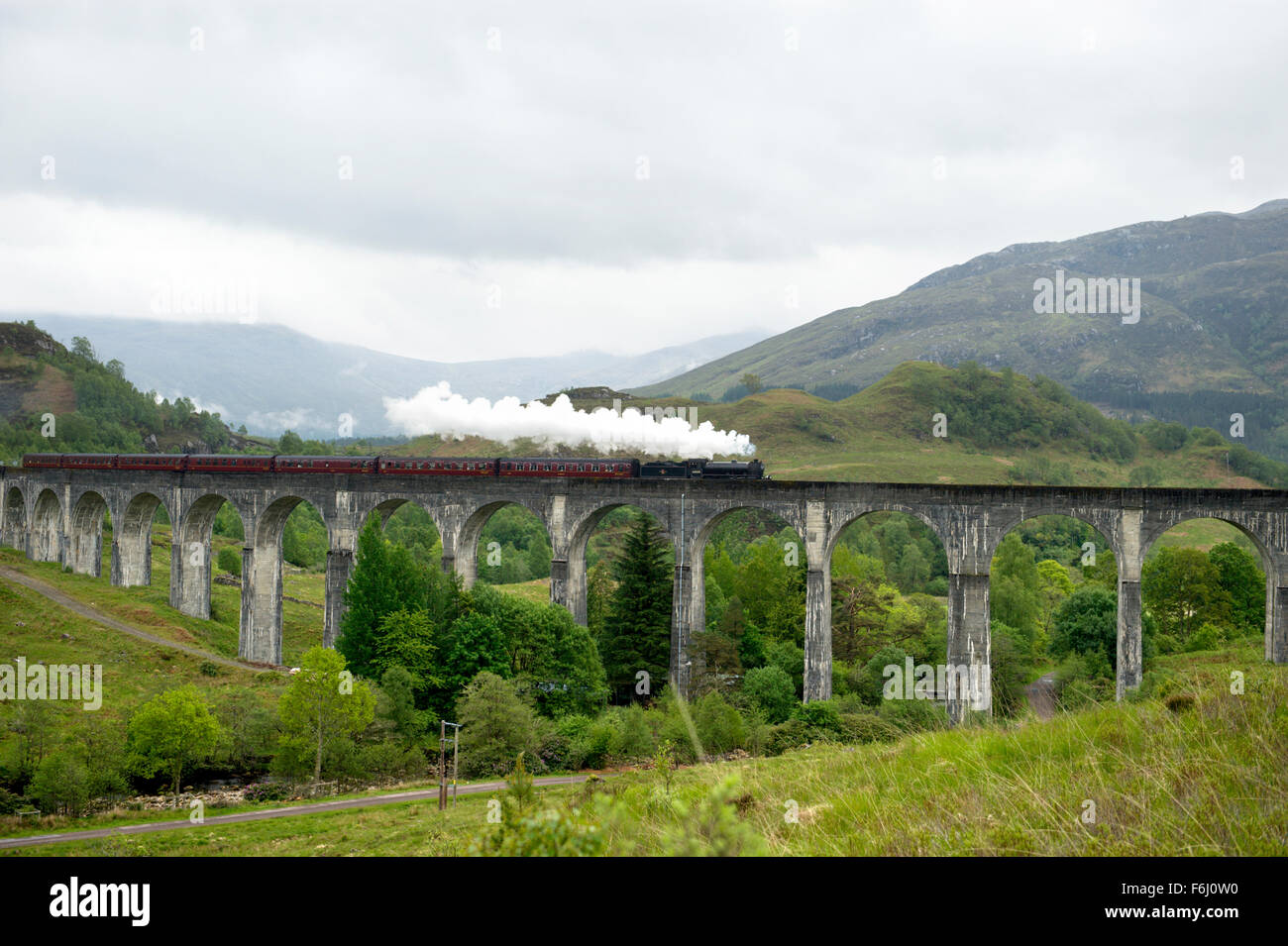 Glenfinnan viaduct in the Highlands of Scotland. The 21 arched viaduct ...