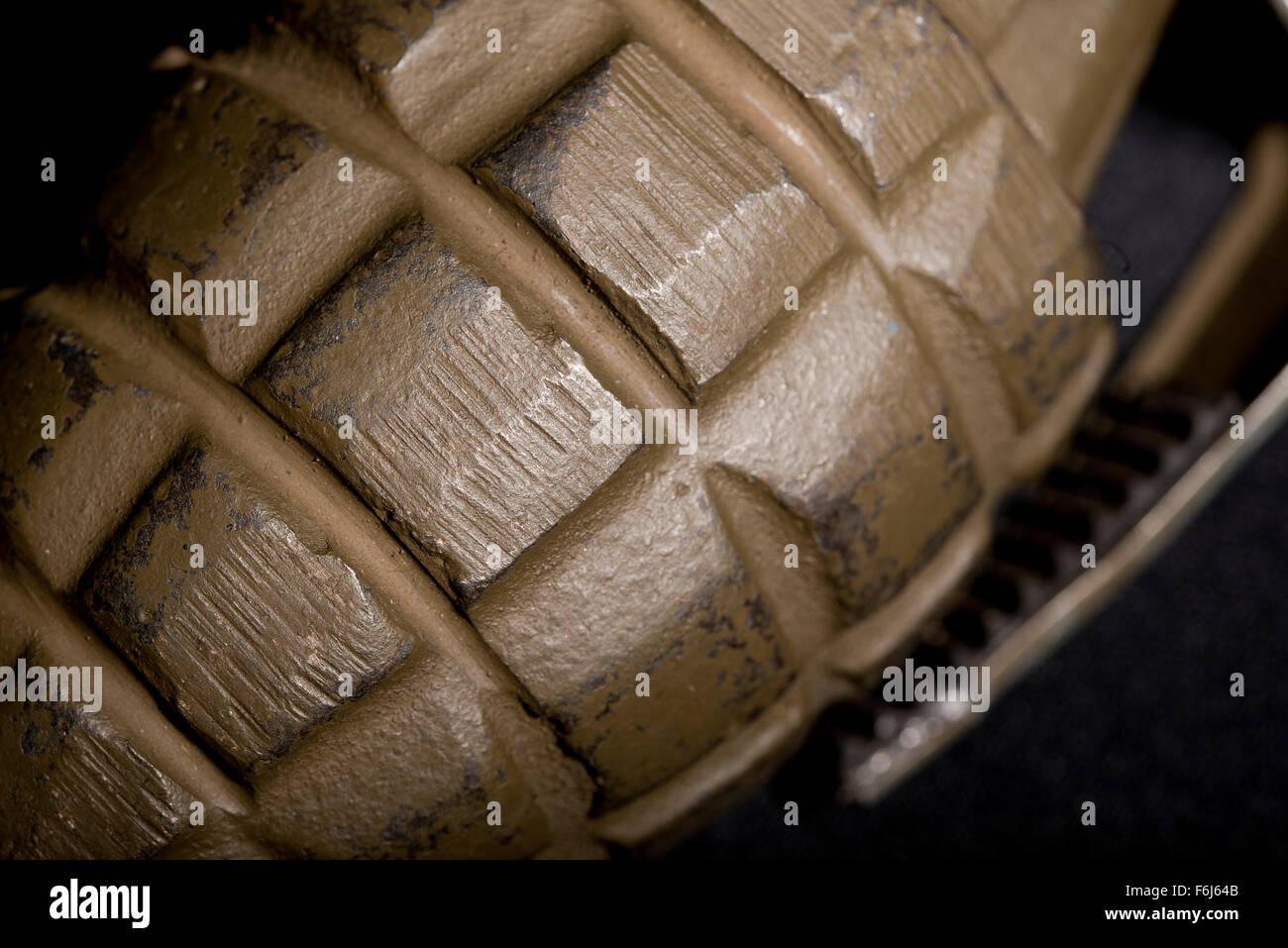 Close up of a hand grenade, as used by U.S. forces during World War Two ...