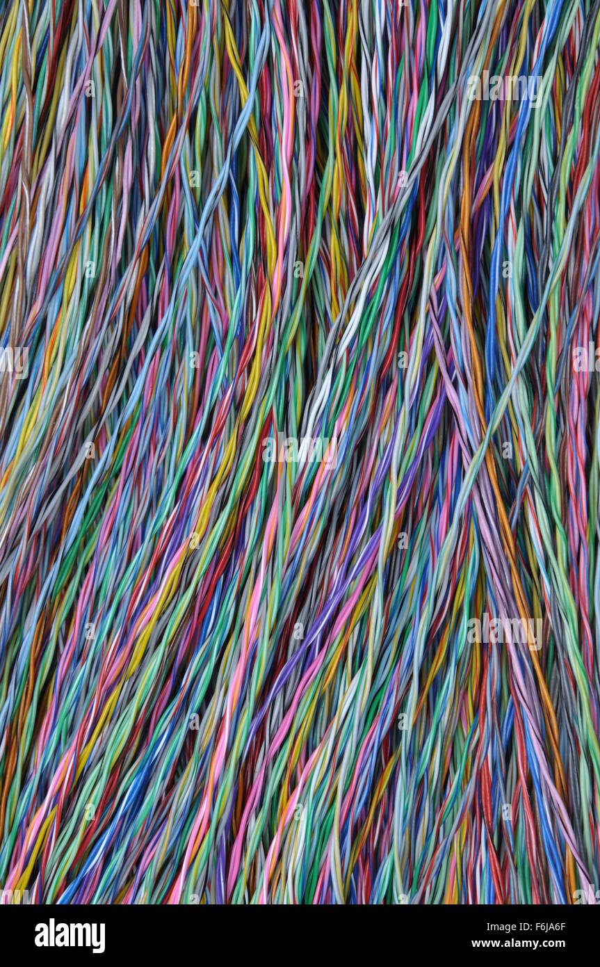 Colored wires in global telecommunications networks as background Stock ...