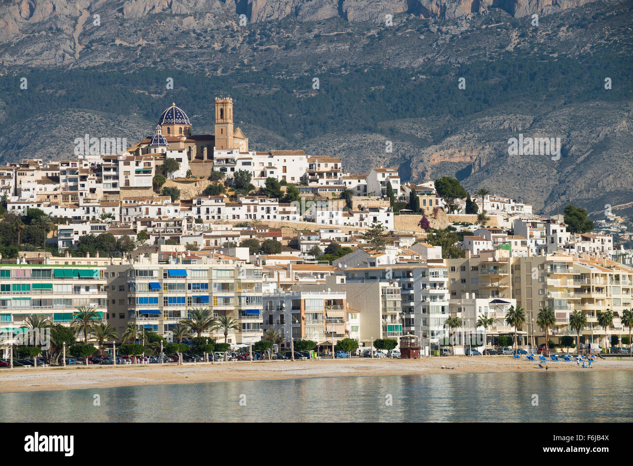 Altea old town against its mountain background, Costa Blanca, Spain ...