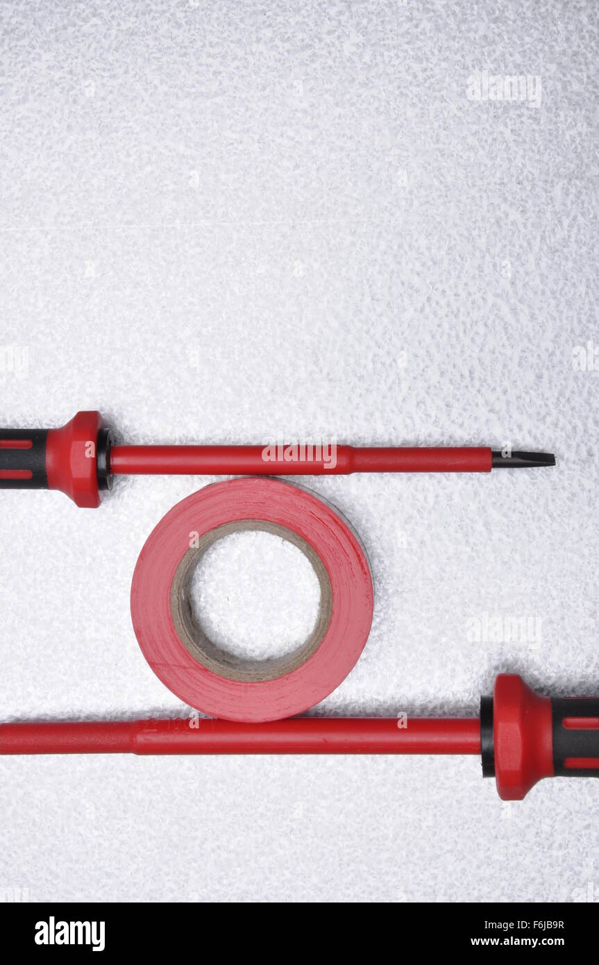Tools for electricians for electrical installations, tape and ...