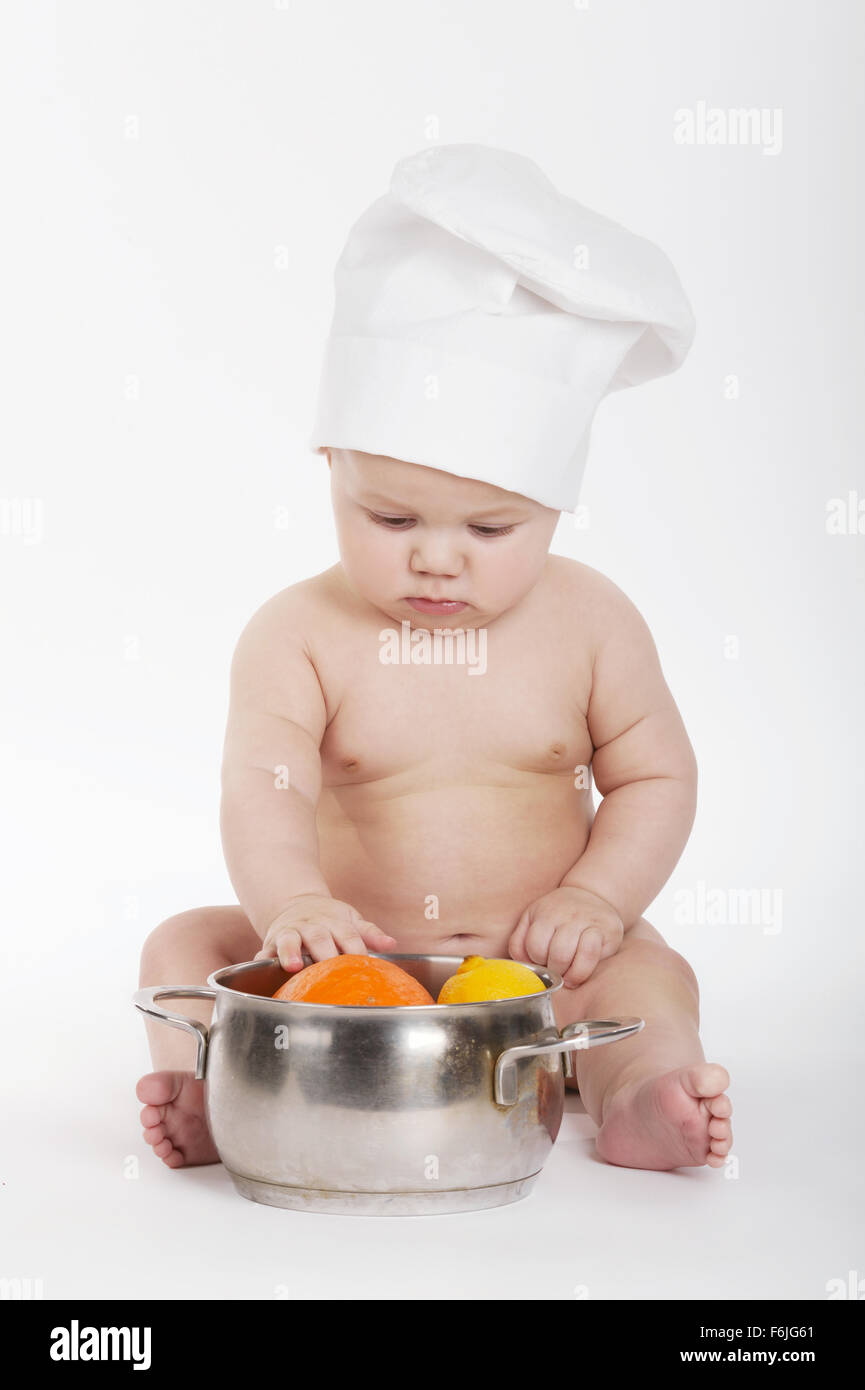 little cute cook on white background Stock Photo - Alamy