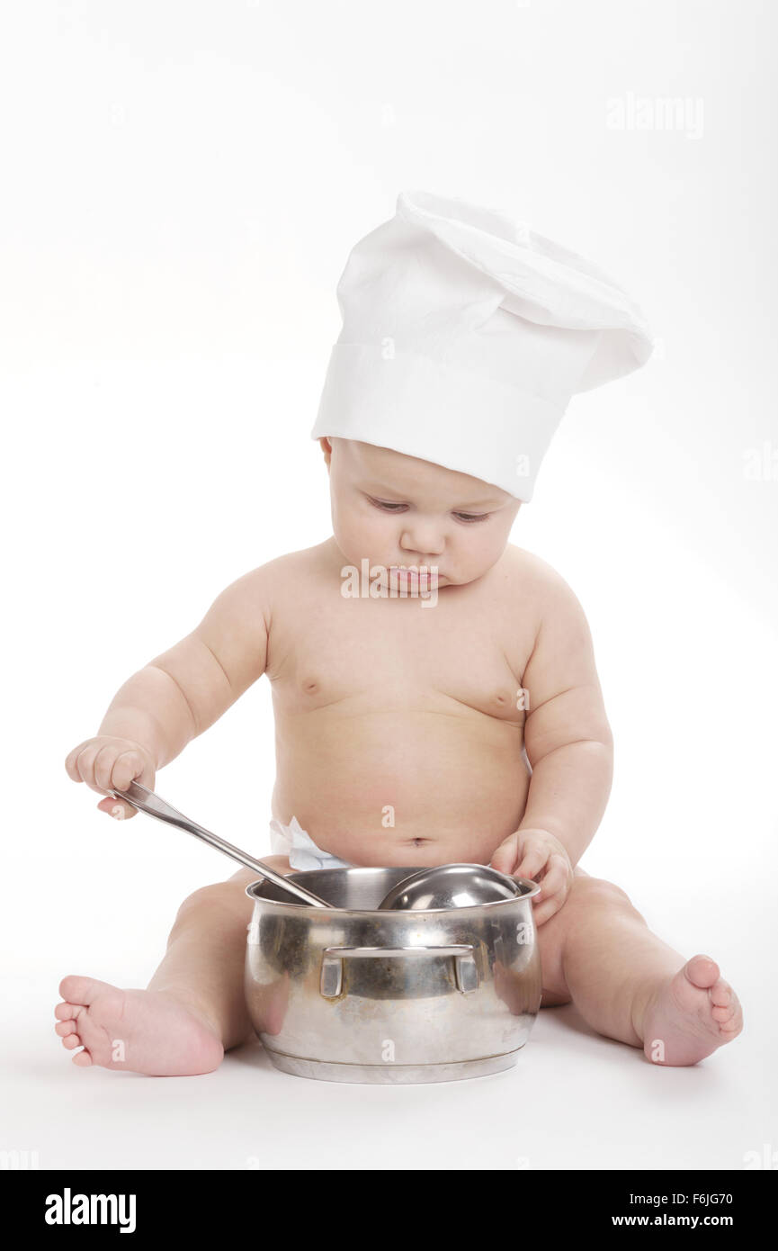 little cute cook on white background Stock Photo - Alamy