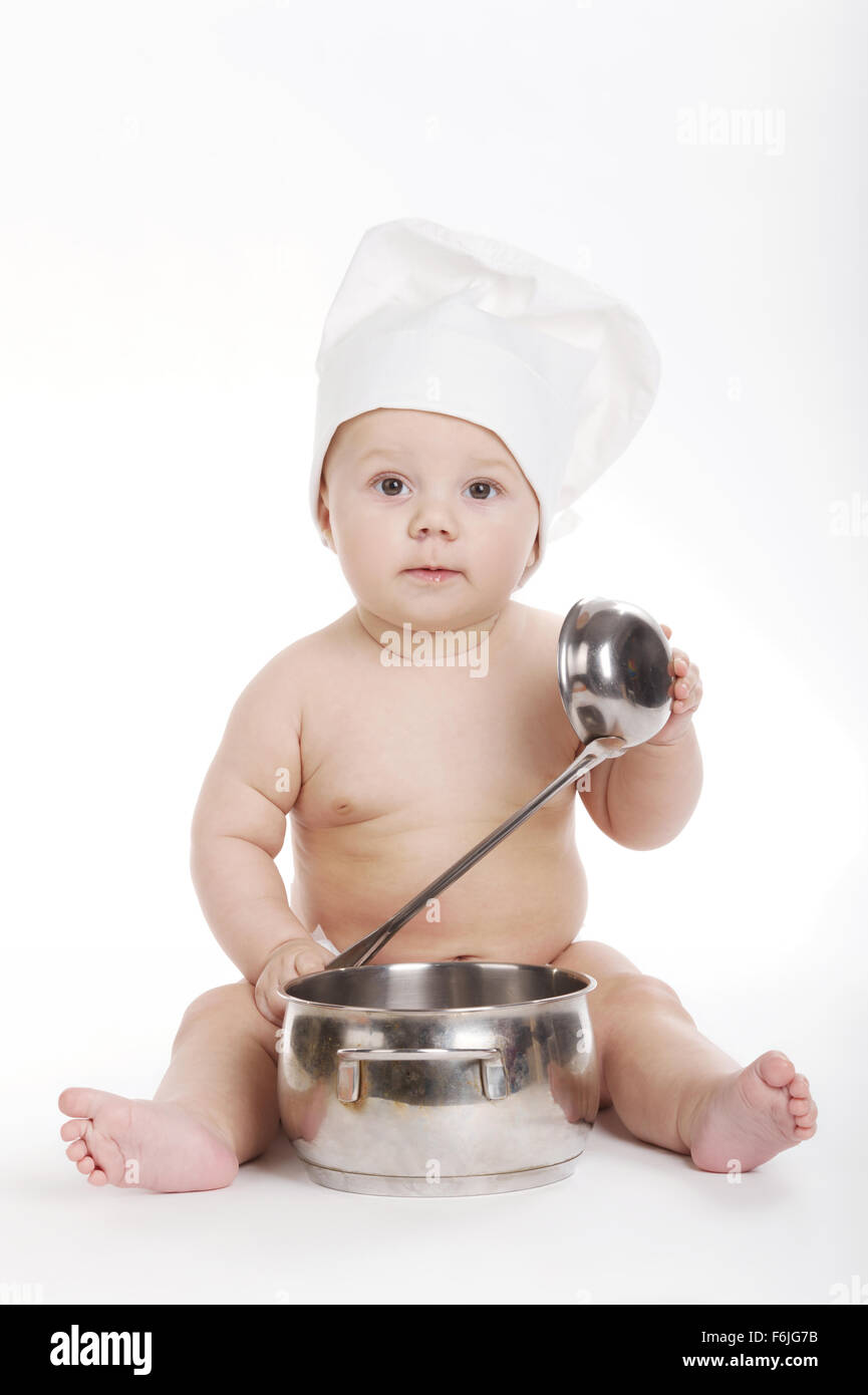 little cute cook on white background Stock Photo - Alamy