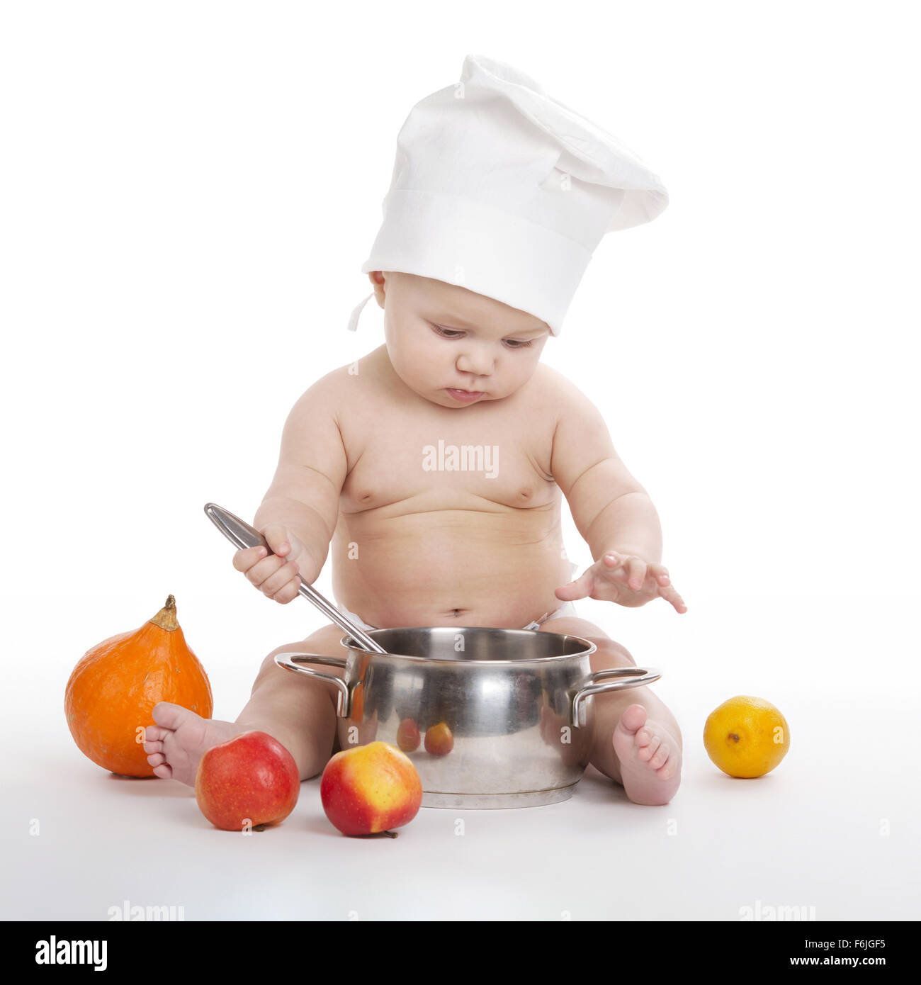little cute cook on white background Stock Photo - Alamy
