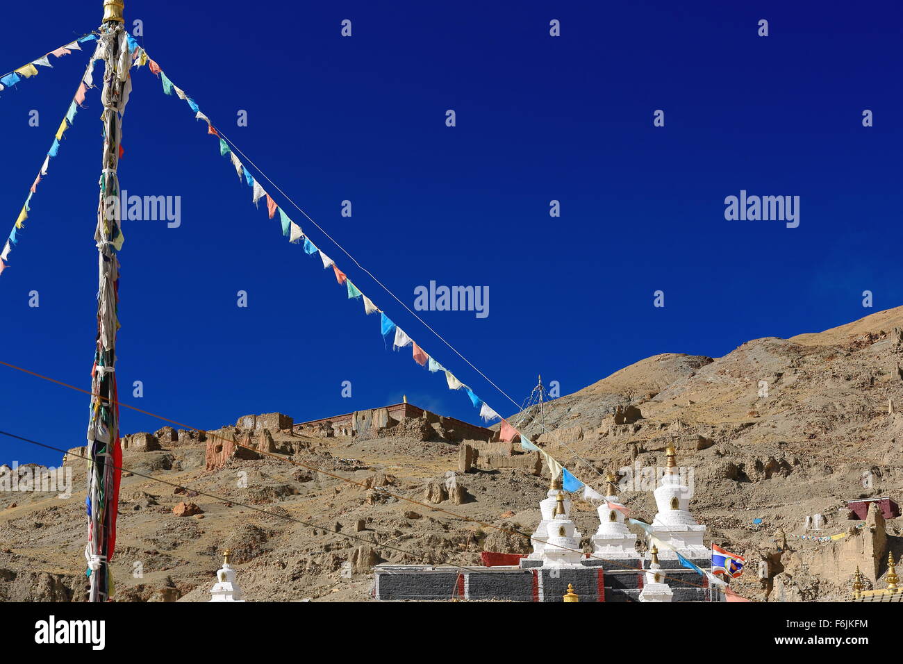 Buddhist prayer flags and stupas of the 1073 AD.-Khon Konchog Gyalpo ...
