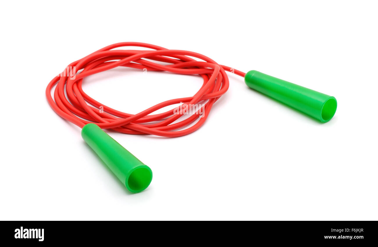 Plastic jumping rope isolated on white Stock Photo - Alamy