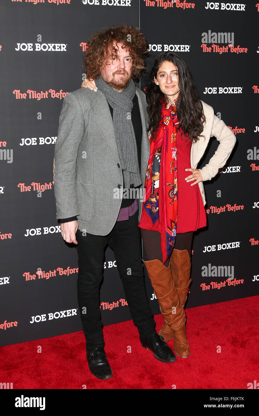 New York, USA. 16th Nov, 2015. Shoe designer Arden Wohl (R) and Jonah ...