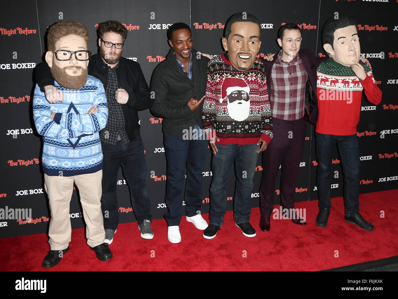 New York, USA. 16th Nov, 2015. (L-R) Actors Seth Rogen, Anthony Mackie ...
