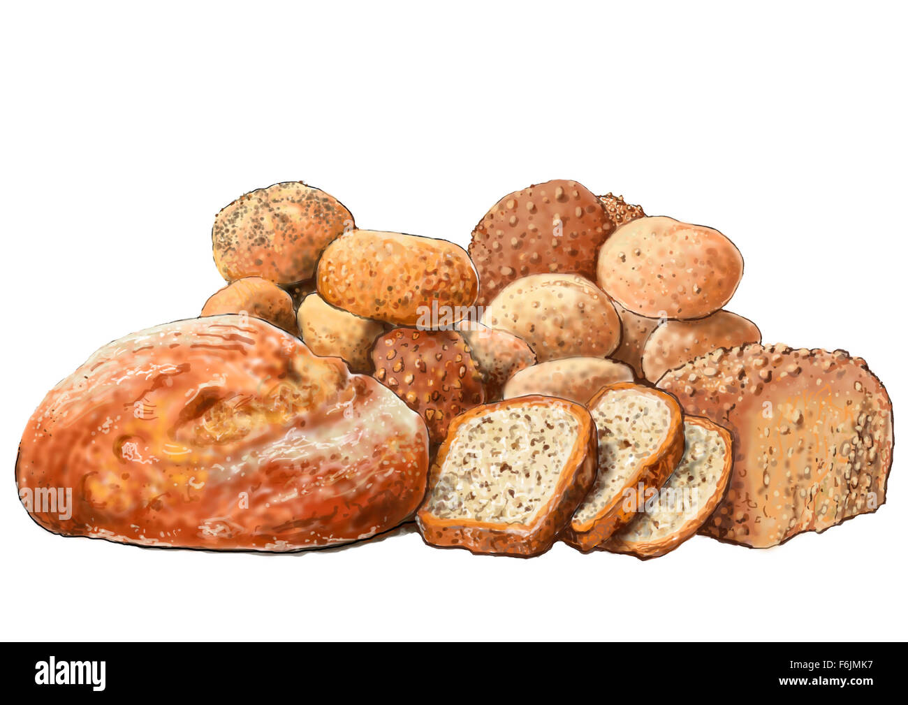 Assortment of baked bread Stock Photo - Alamy