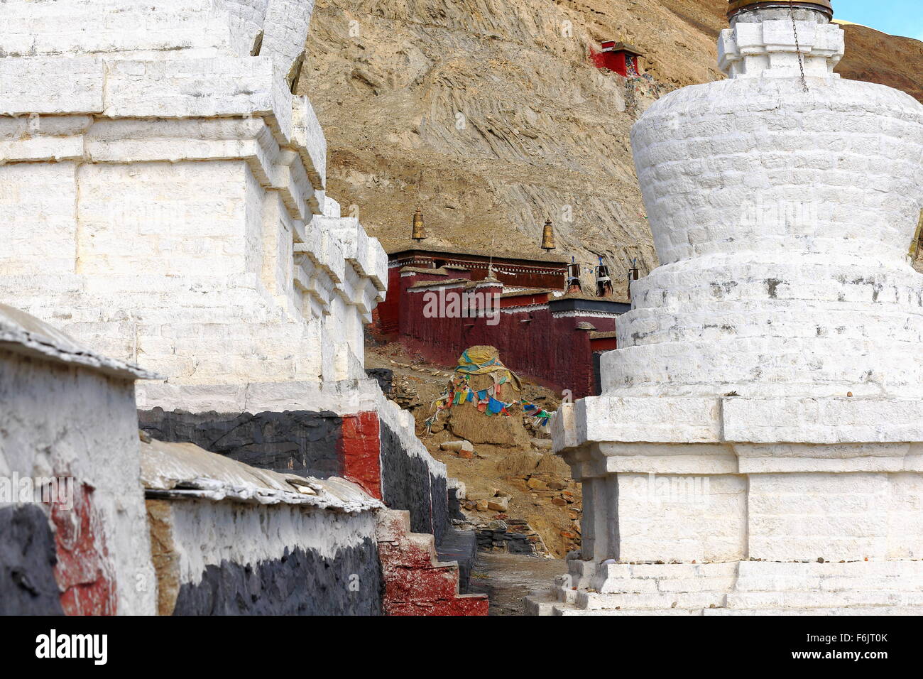 Whitewashed stupas-red buildings of the 1073 AD-Khon Konchog Gyalpo ...