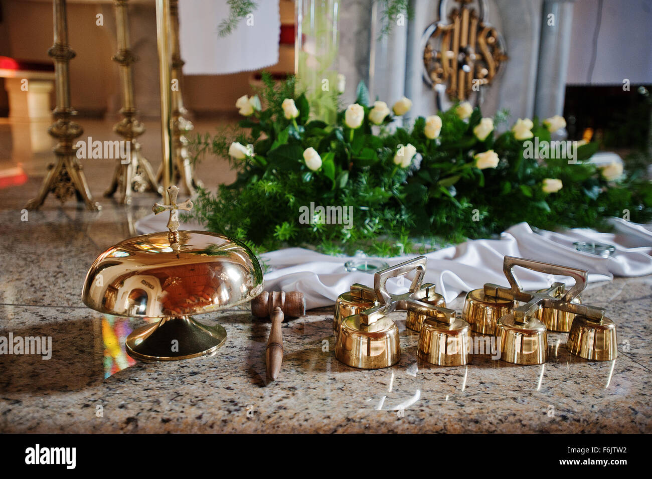 Small bells on wedding ceremony at church Stock Photo - Alamy