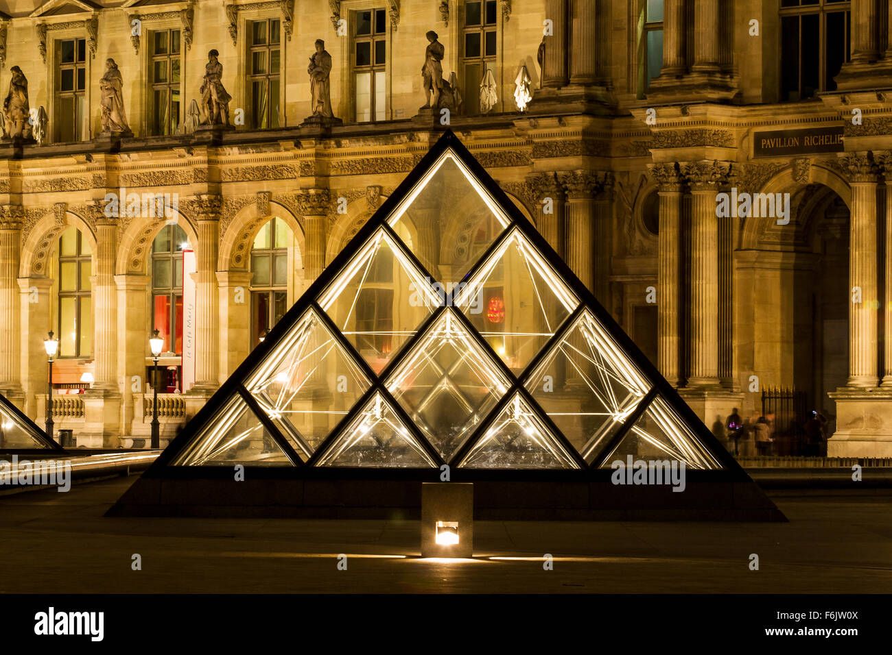 Small Pyramid enlightened (Petite Pyramide) in Louvre's court (Cour du ...
