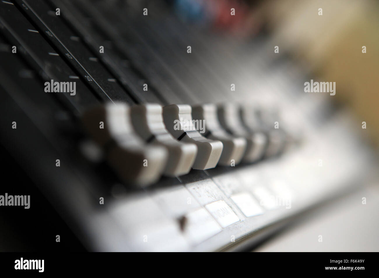 Mixer Sliders at radio or tv station, Production or Recording mixer ...