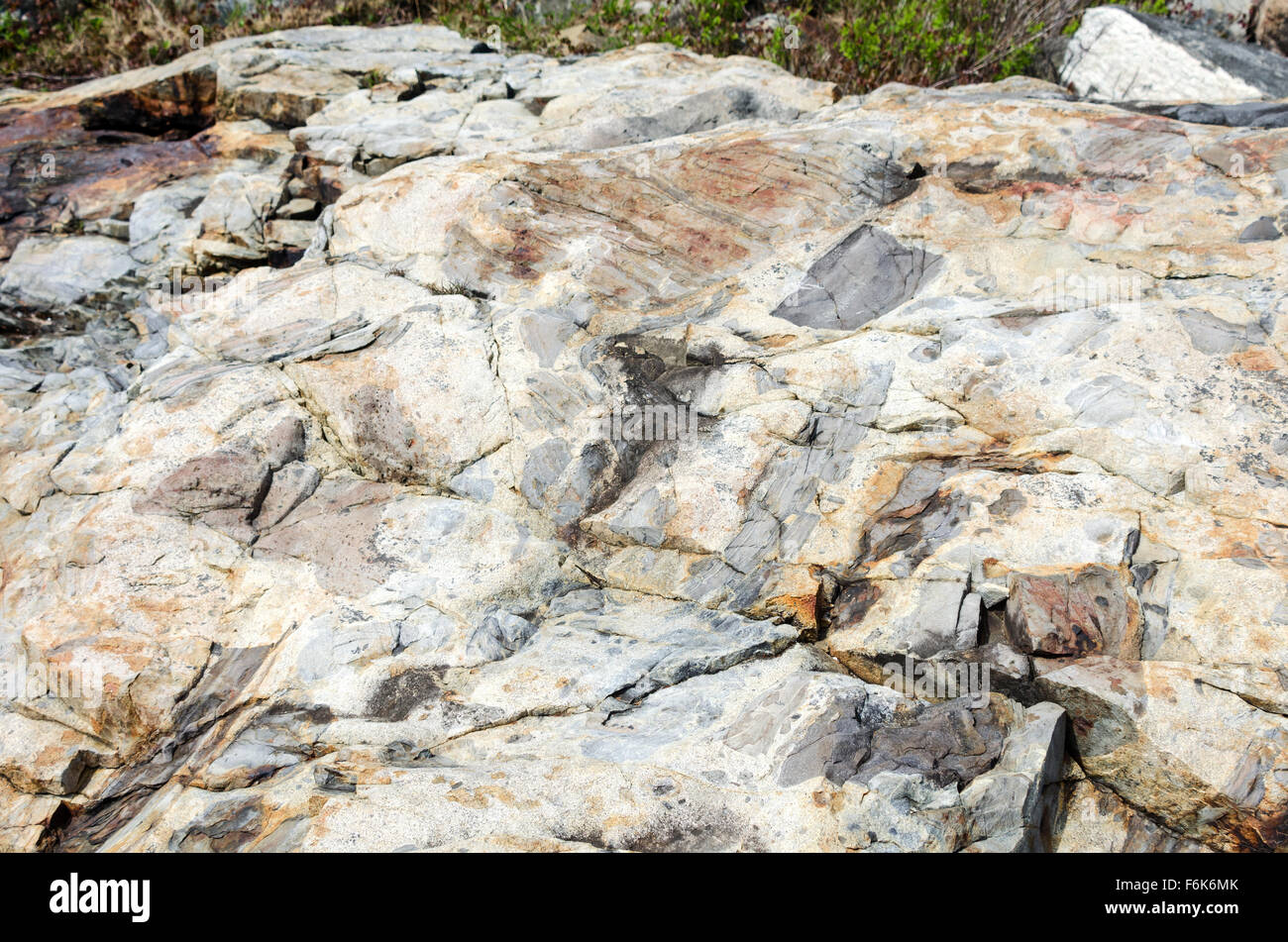 Shatter zone rock in Acadia National Park, Maine - chunks of gabbro and ...