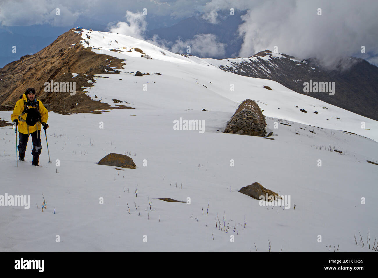 Trekker on Kopra Ridge in the Annapurnas Stock Photo - Alamy