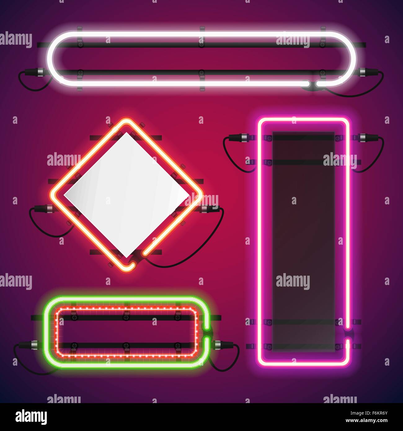 Neon Lights Rectangle Frames Set Stock Vector Image & Art - Alamy